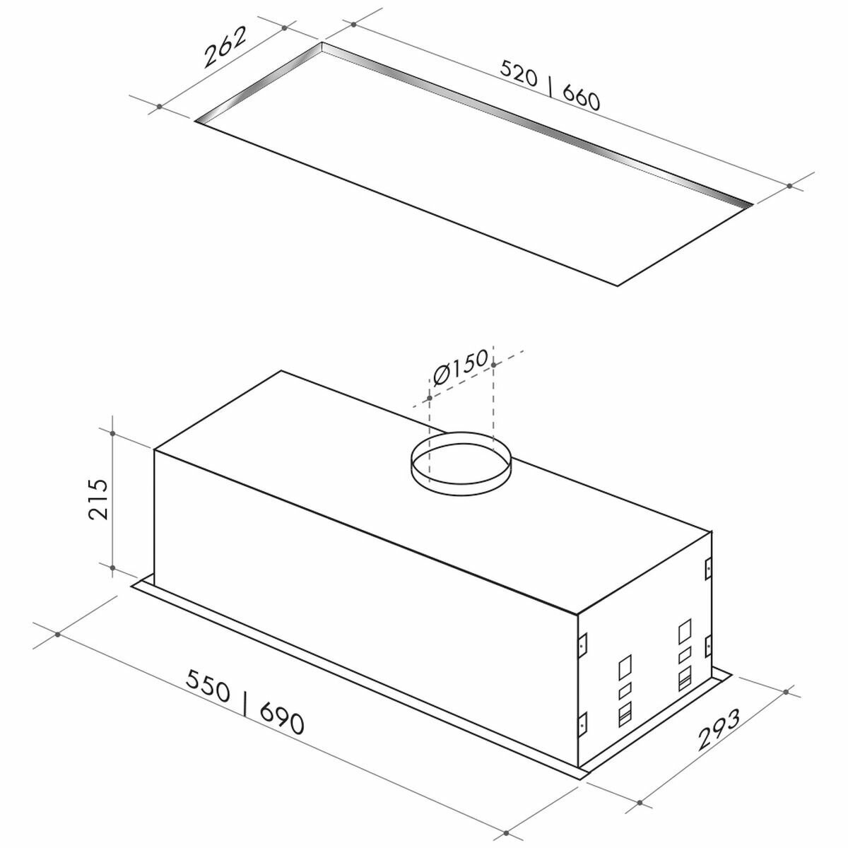 Ilve 70cm Concealed Undermount Rangehood - 550m3/hr Net - HU80 ...