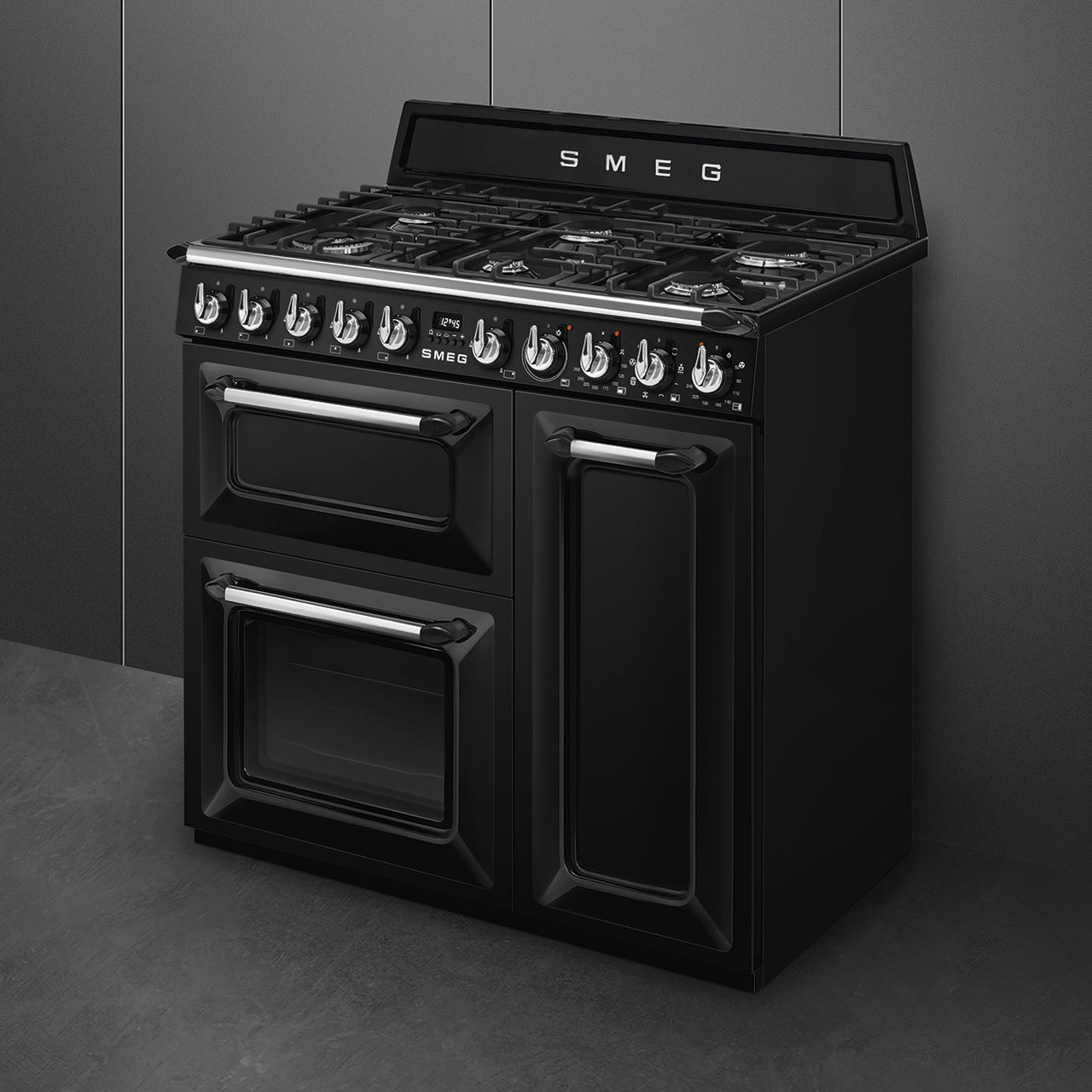 Smeg 90cm Black Victoria Dual Fuel Freestanding Oven - Split Ovens ...