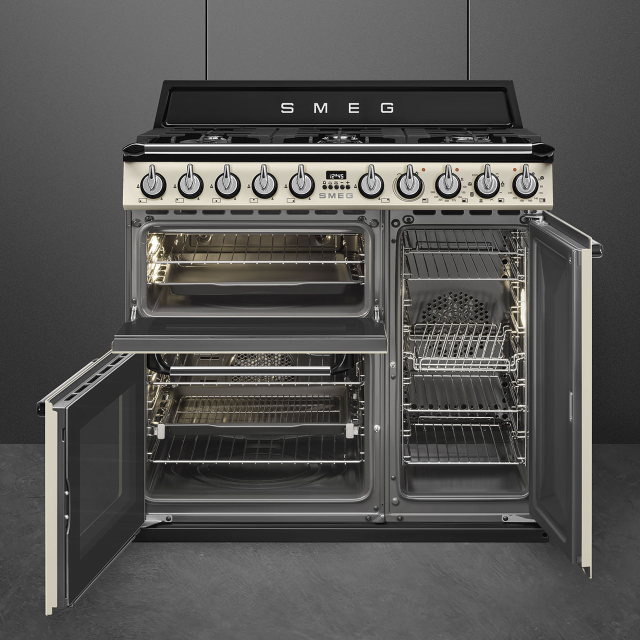 Smeg 90cm Victoria Cream Dual Fuel Freestanding Oven - Split Ovens ...