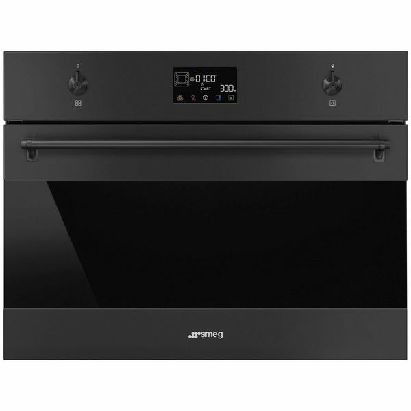 Smeg 45cm Classic Matte Black Compact Combi-Microwave Built-In Oven ...