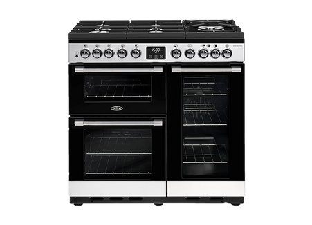 Belling 90cm Stainless Steel Cookcentre Deluxe Dual Fuel Freestanding ...