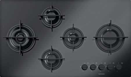 Barazza 90cm Mood Black Gas On Glass Cooktop - 1PMD95B - Berloni Appliances