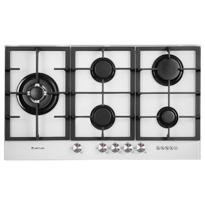 Artusi 90cm White Glass Gas Cooktop - 5 Burners - CAGH9000W - Berloni ...