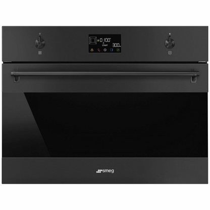 Smeg 45cm Classic Matte Black Compact Combi-Microwave Built-In Oven ...