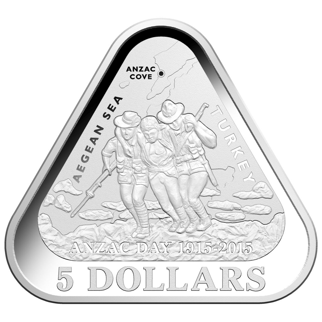 2015 $5 ANZAC Centenary Silver Triangular Proof Coin - Town Hall Coins ...