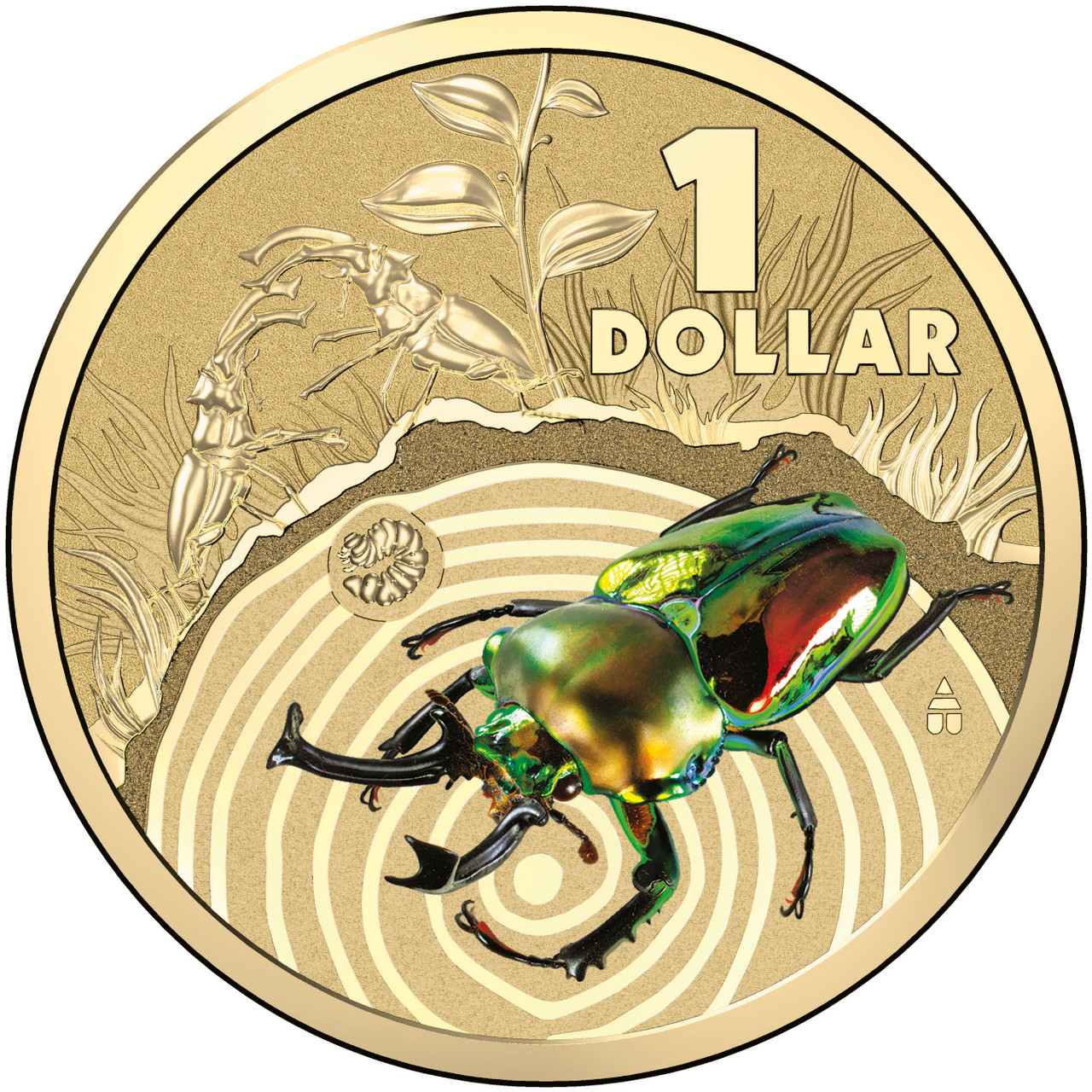 2014 $1 Bright Bugs Stag Beetle Uncirculated Coin - Town Hall Coins and ...