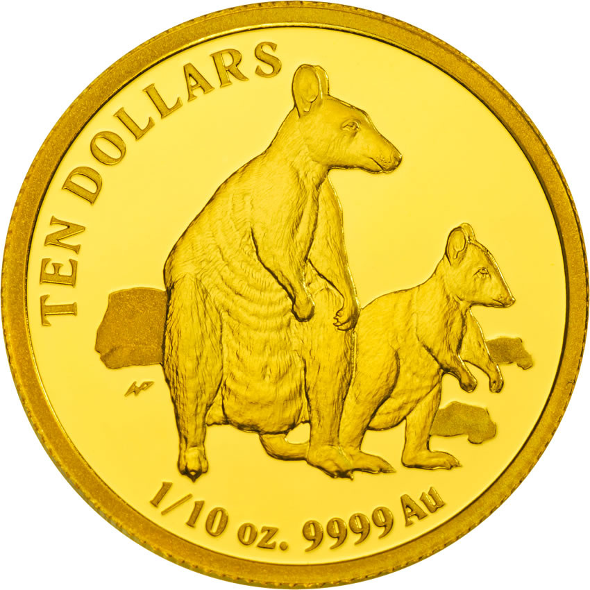 2011 $10 Kangaroo Allied Rock Wallaby 1/10oz Gold Proof Coin - Town ...