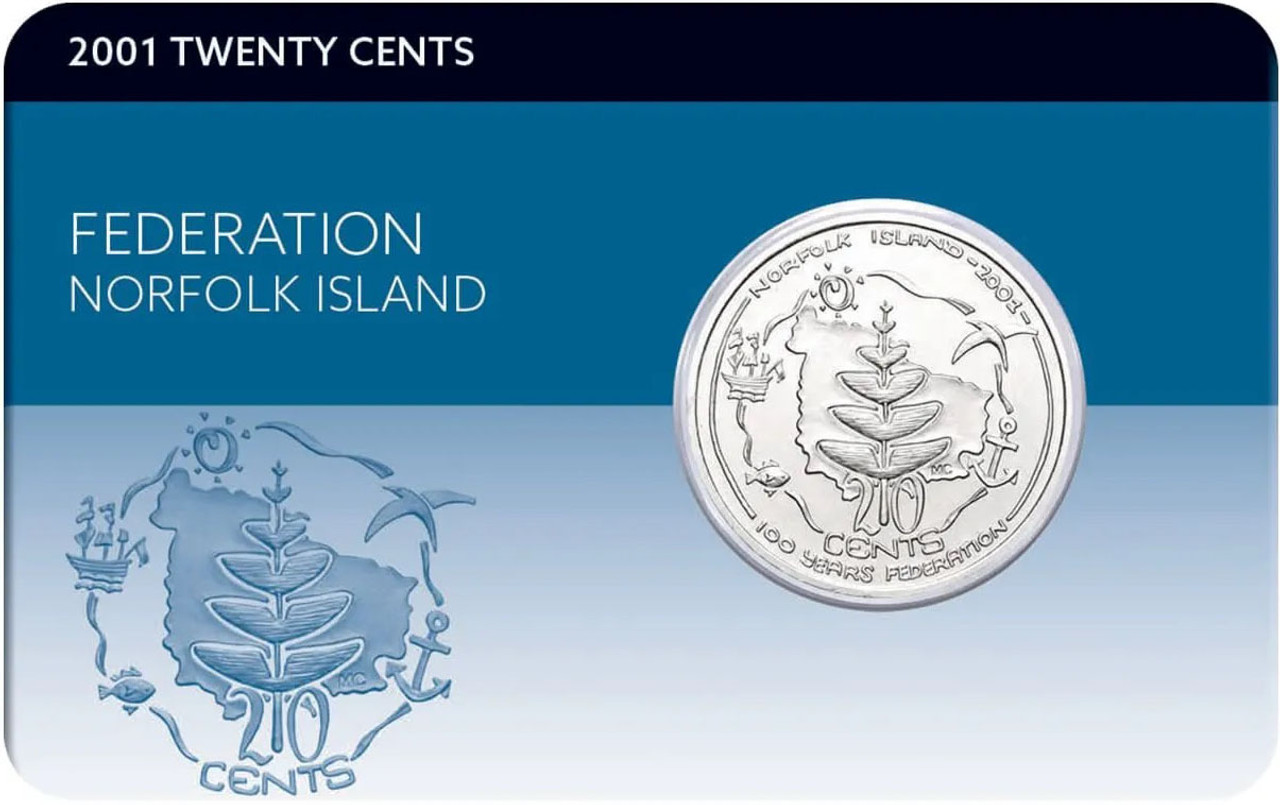 2001 20c Centenary Of Federation Norfolk Island UNC Coin Town Hall 2001-20c-centenary-of-federation-norfolk-island-unc-coin-town-hall