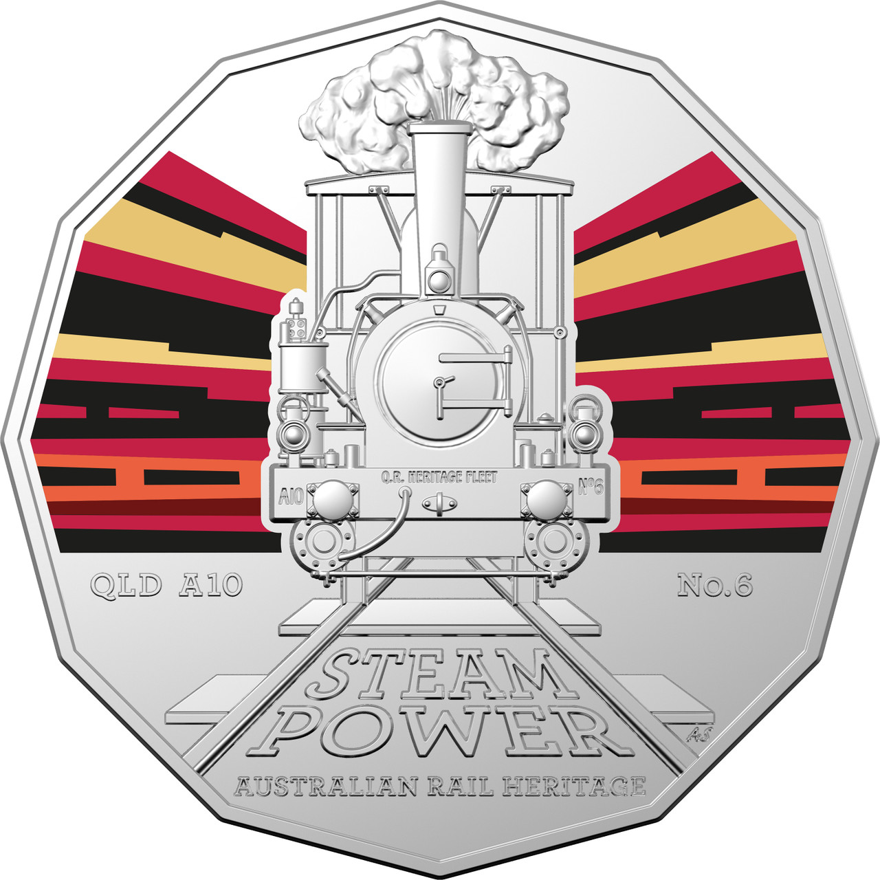 2022 50c Steam Power Australian Rail Heritage QLD Coloured Uncirculated ...