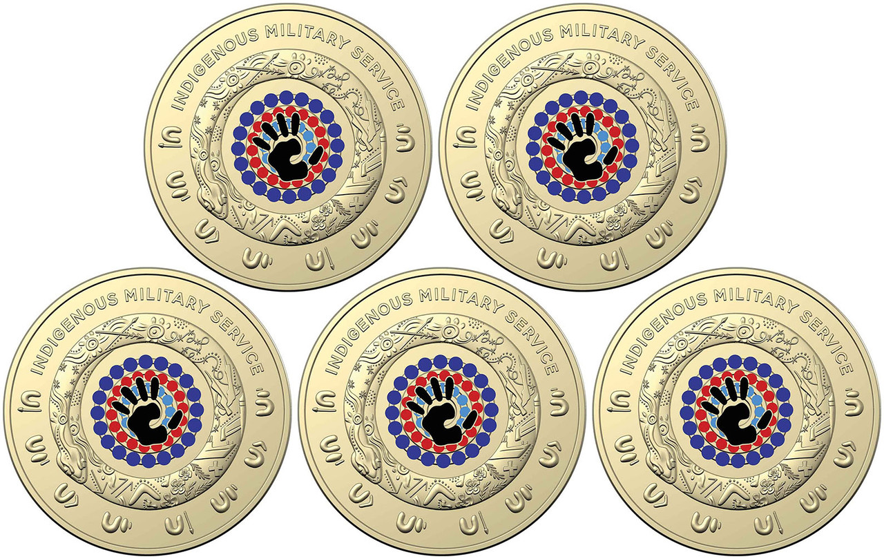 2021 $2 Indigenous Military Service Coloured Uncirculated 5 Coin Bag ...