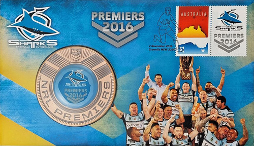 2016 Nrl Premiers Cronulla Sharks Medallion Pnc Town Hall Coins And