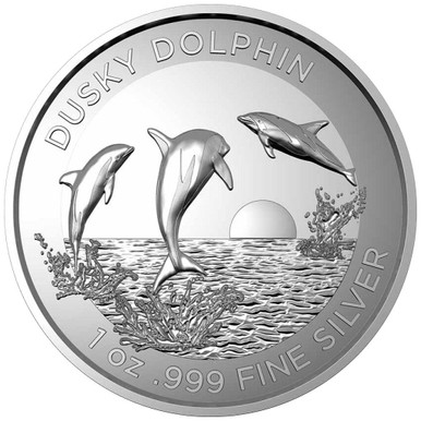 2022 $5 Dusky Dolphin 1oz Silver High Relief Proof Coin - Town Hall ...