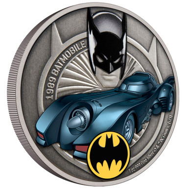 Niue 2021 $2 Batman 1989 Batmobile 1oz Silver Coloured Antiqued Coin ...