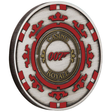Tuvalu 2023 $1 James Bond 007 Casino Royale Chip 1oz SIlver Coloured ...