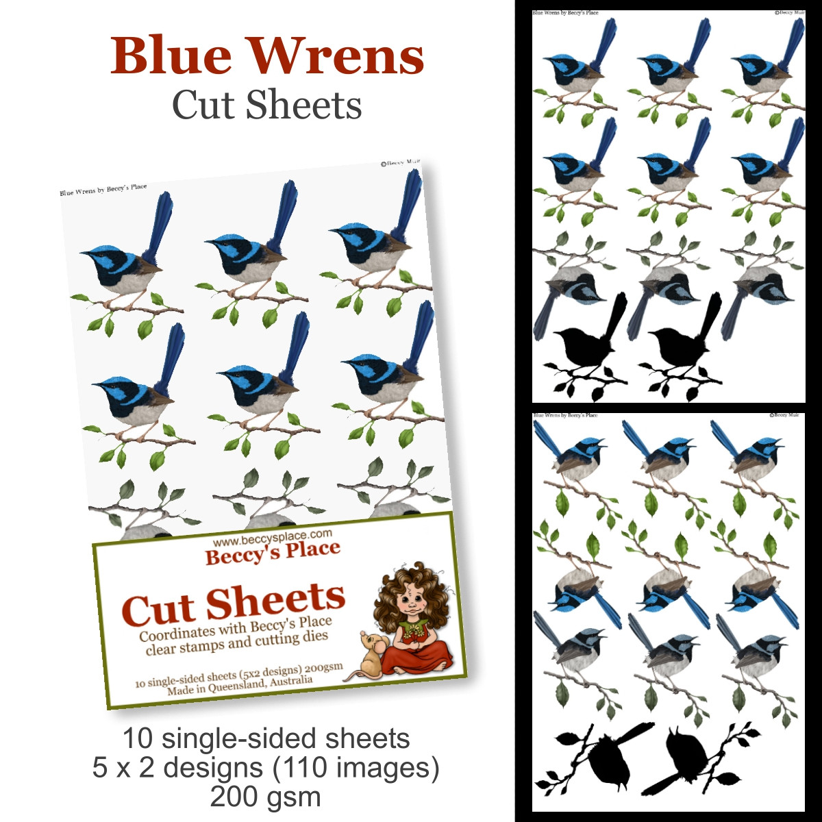 Blue Wrens Cut Sheets