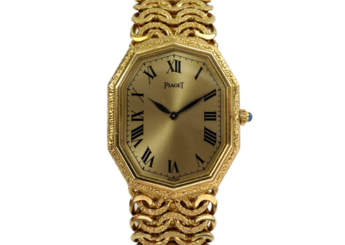 Piaget 18k Yellow Gold Interwoven Bracelet Decagon Watch Vintage Unisex ...