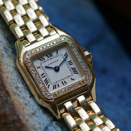 Cartier Panthere Small 18k Yellow Gold Women’s Bracelet Diamond Bezel 2000s