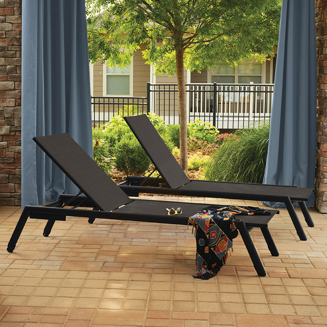 Eiland Armless Chaise Lounge - Ninja with Carbon - Oxford Garden Shop