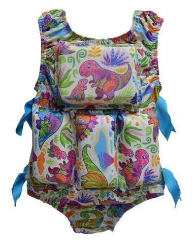 Floaty Suit Girls Flotation Swimsuit - White Dinoland - Small Only