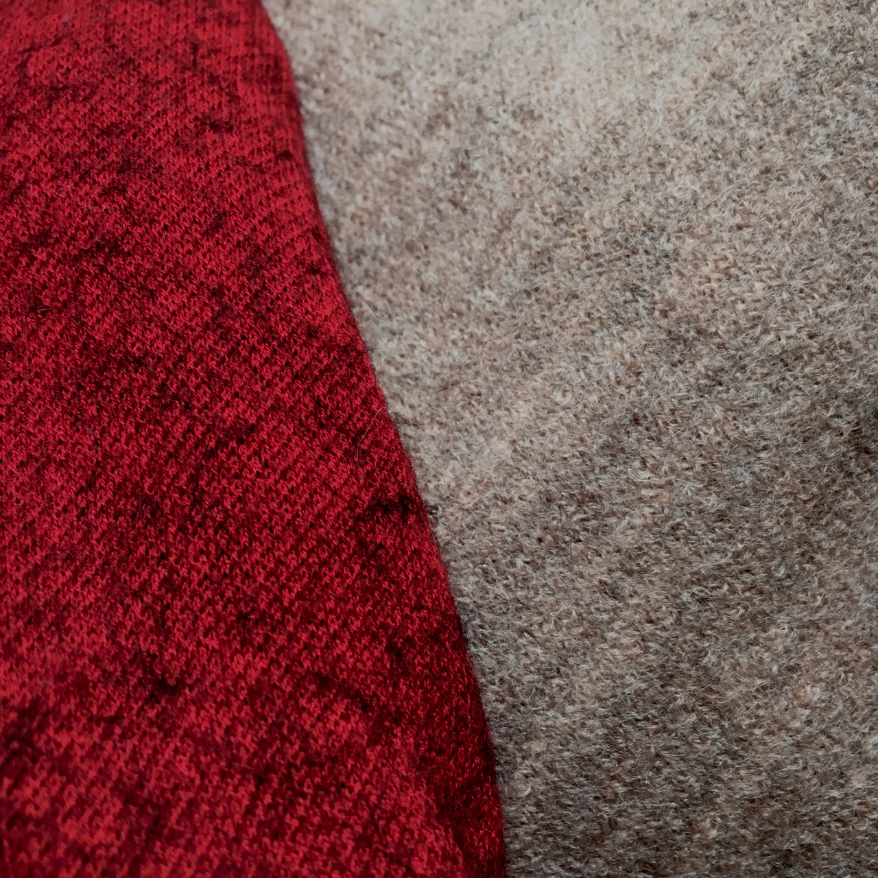 Wool double knit dark red & black 369gsm, by piece - WiththeWeave