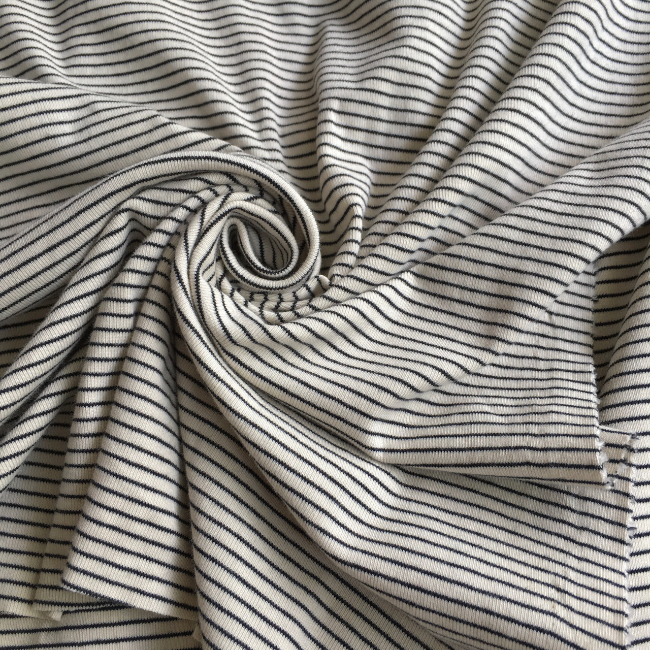 Cotton stretch interlock beige stripe 200gsm, last 1m - WiththeWeave