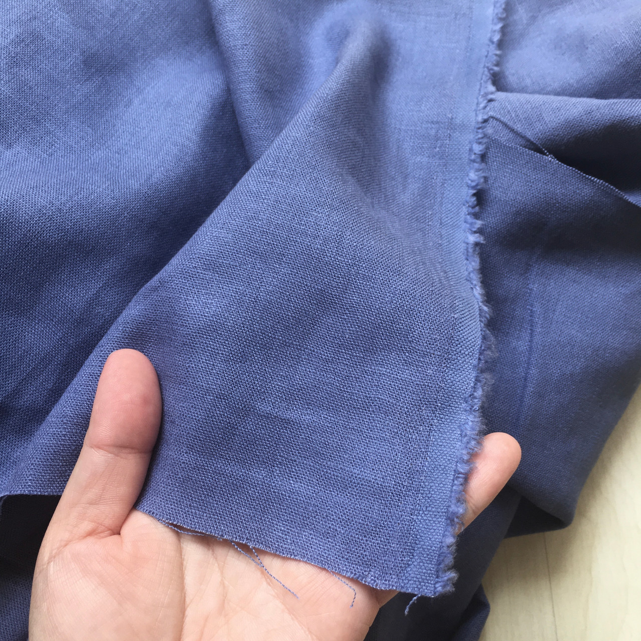 194gsm greyish blue linen rayon, last 1.1m - WiththeWeave