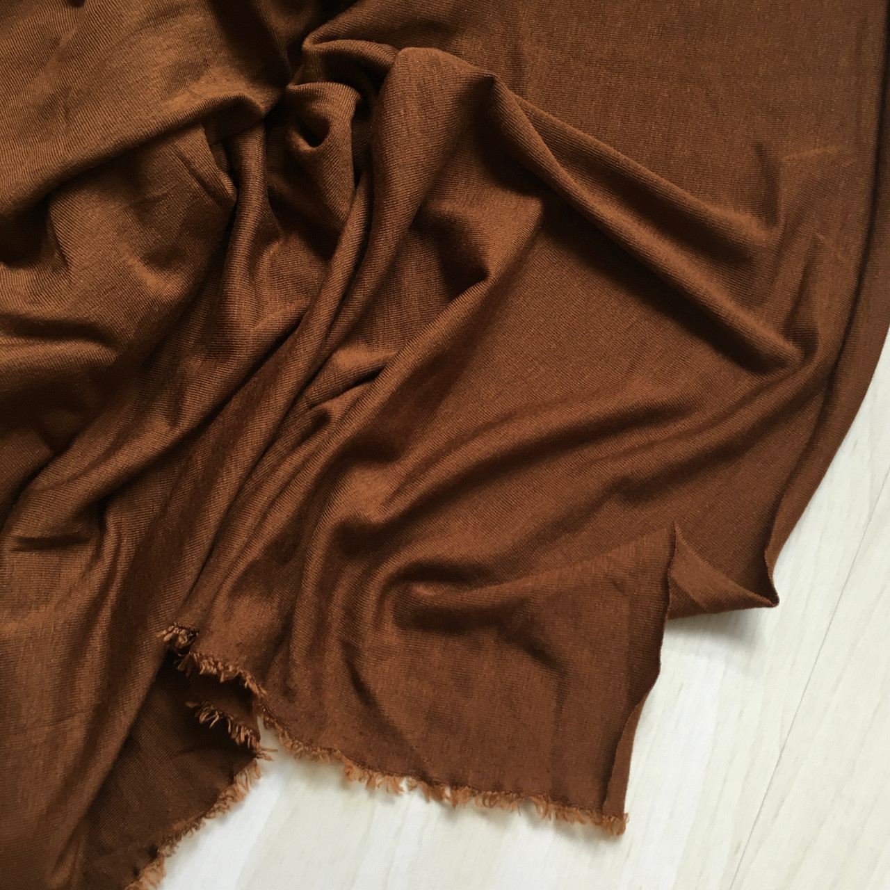 Tencel wool stretch rib knit caramel 185gsm, by metre - WiththeWeave