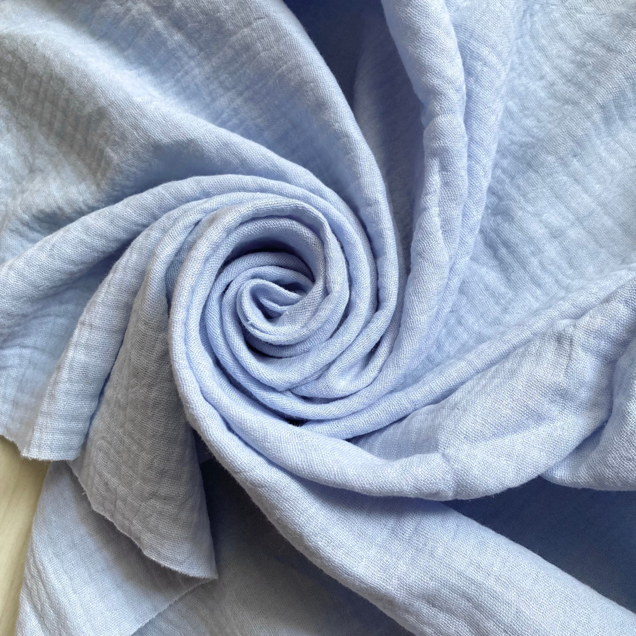 113gsm light blue crinkle double gauze, by piece - WiththeWeave