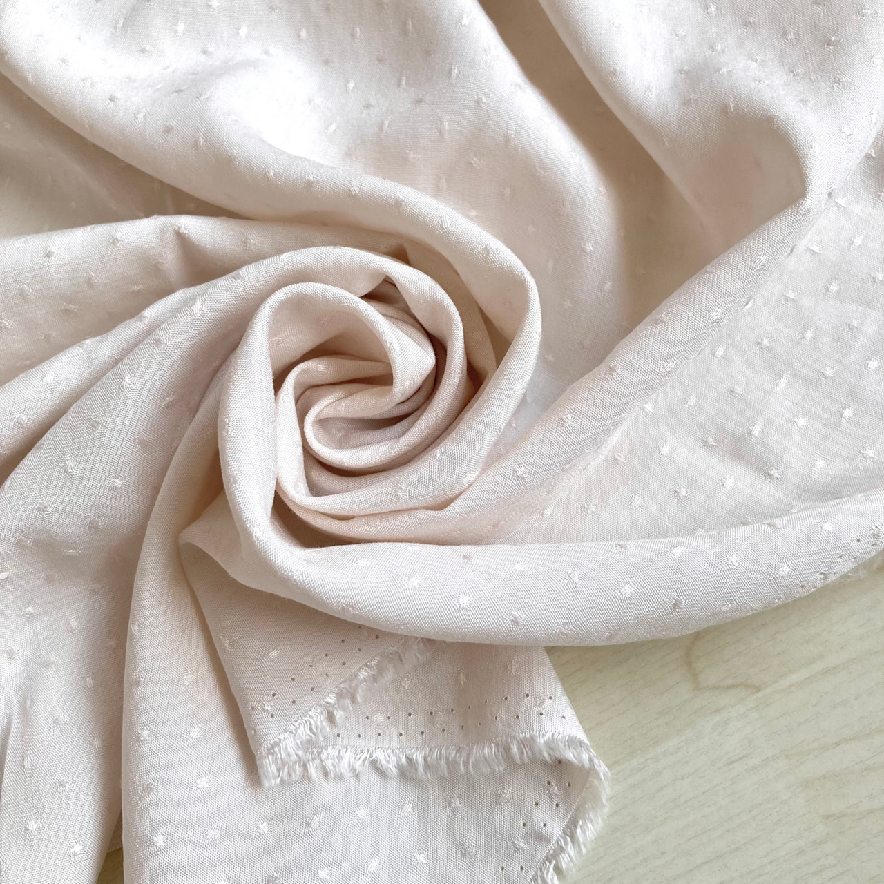 133gsm antique ivory dot rayon challis, by metre - WiththeWeave