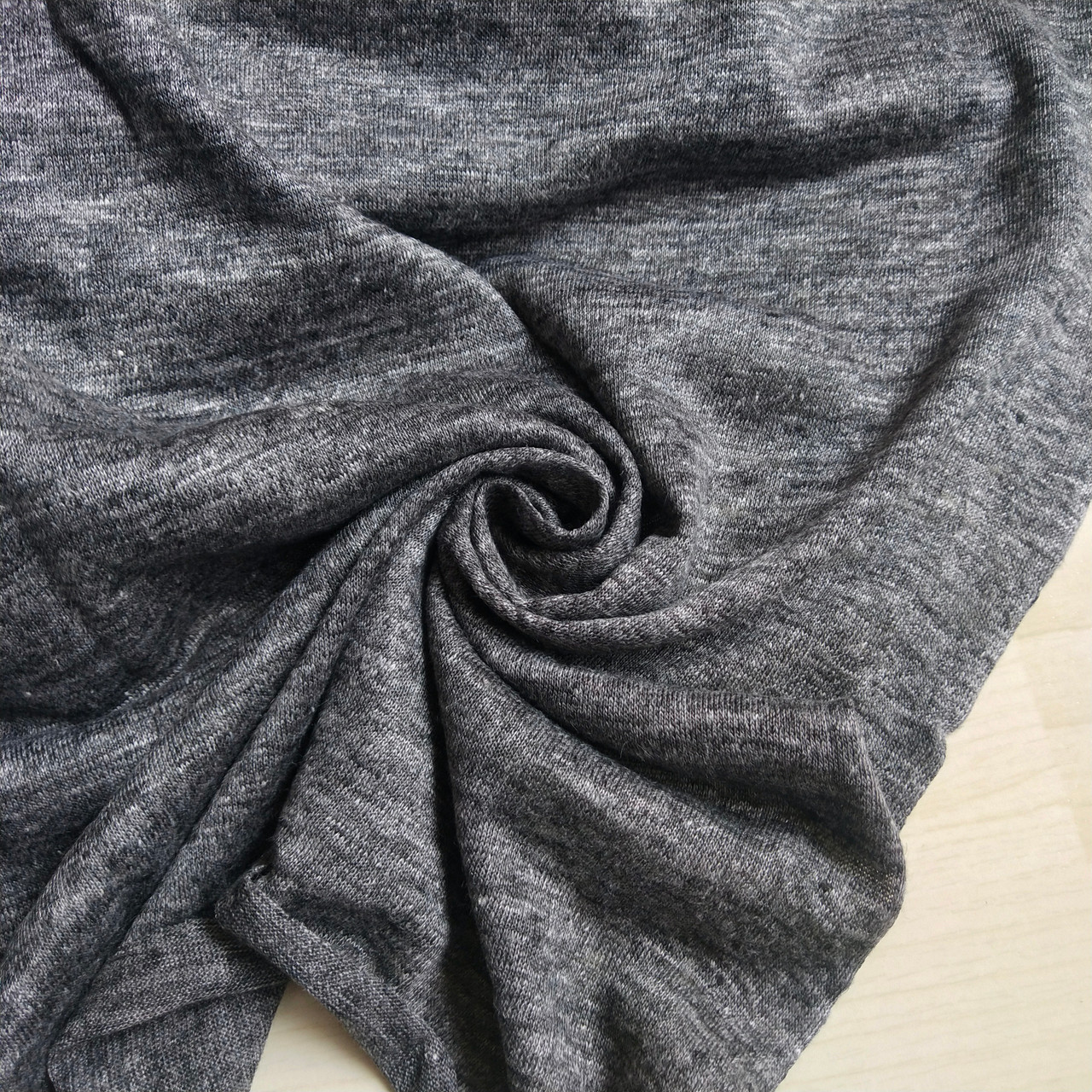 Grey melange linen jersey 154gsm, by metre - WiththeWeave