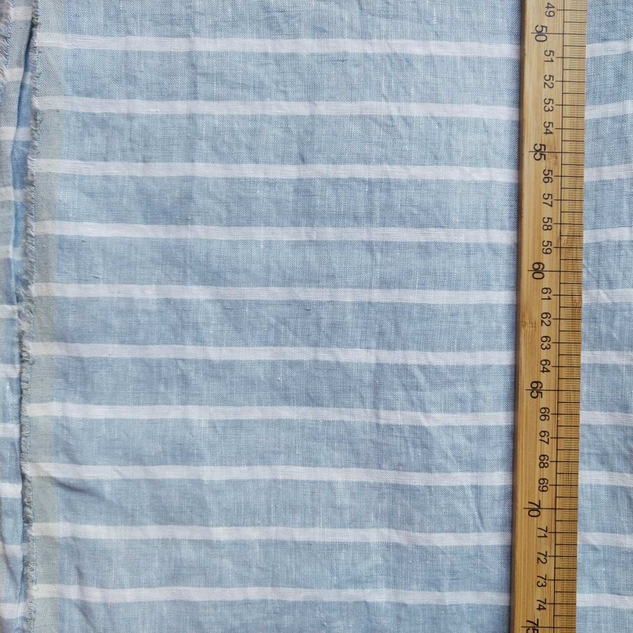 149gsm striped dusty sky linen, last 0.95m - WiththeWeave