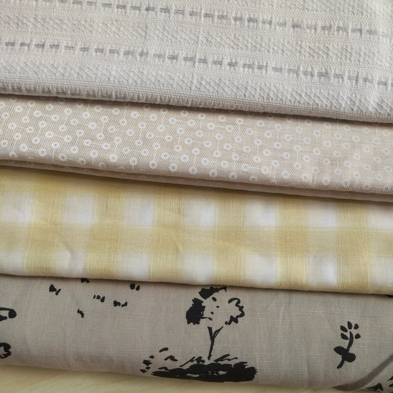 99gsm beige print cotton ramie, by metre - WiththeWeave