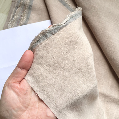 237gsm beige stone-washed linen rayon, last 1.65m - WiththeWeave