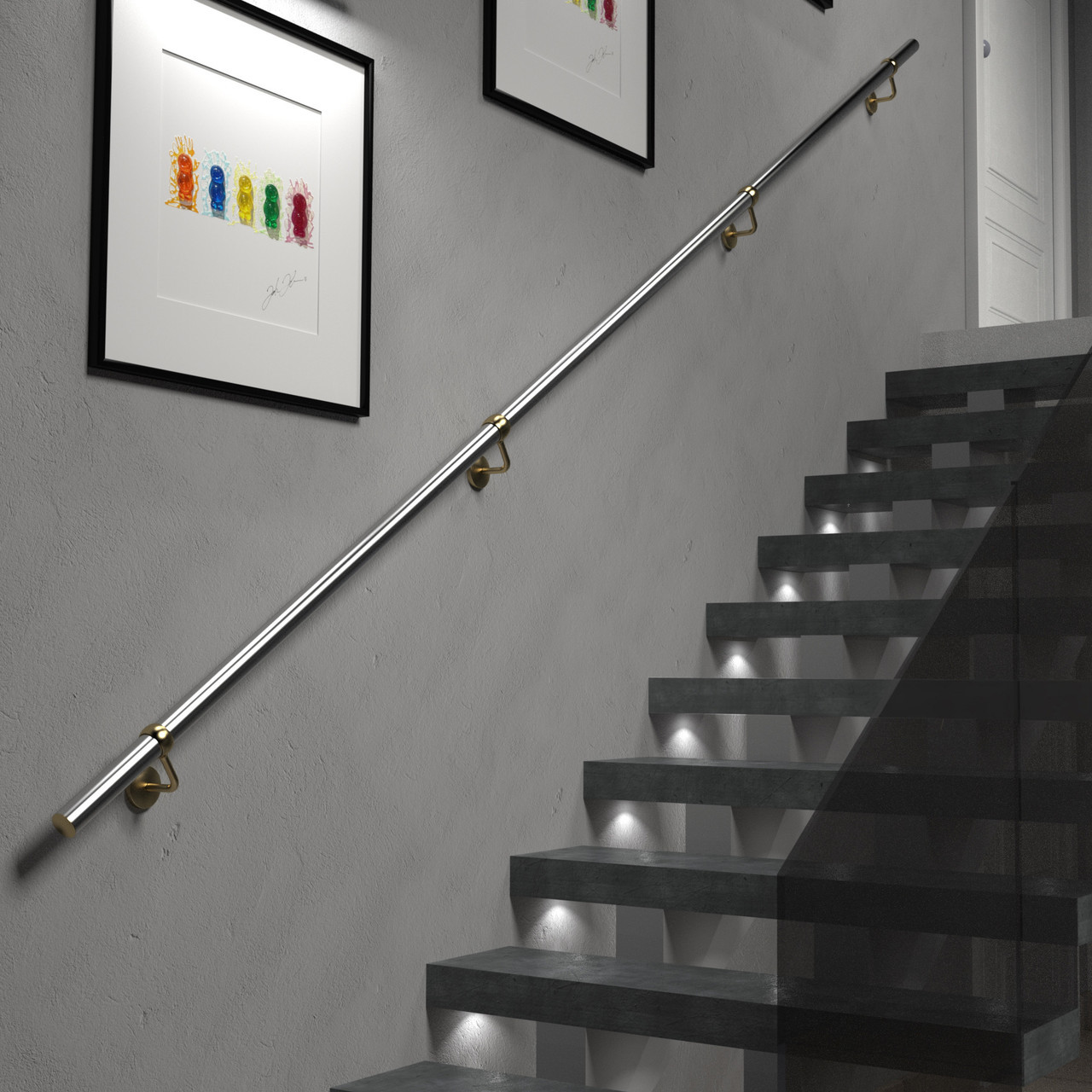 Stainless Steel Handrail Kit & Brass Handrail Brackets 3.6m X 40mm