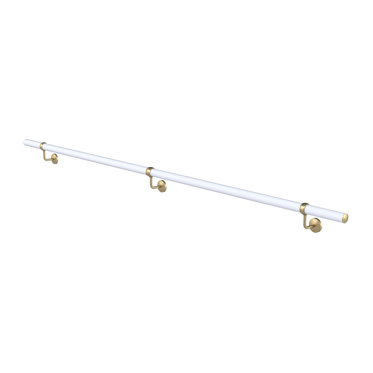 White Stair Handrail Kit 24m X 40mm With Brass Handrail Brackets