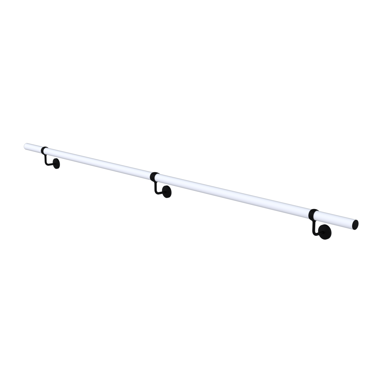 White Handrail Kit 2.4m Long with White & Matt Black Handrail Brackets