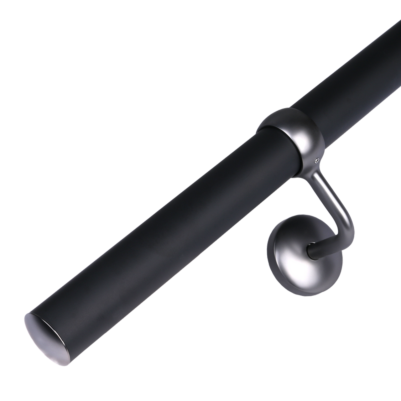 Stair Handrail Kit 2.4m | Matt Black with Matt Gunmetal Brackets