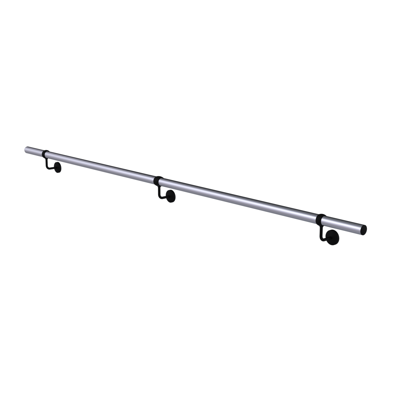 Stair Handrail Kit 2.4m | Stainless Steel Handrail with Matt Black Brackets
