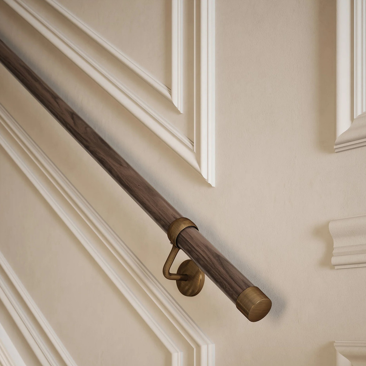 Stair Handrail Kit 1.2m | Ebony Wood with Antique Copper Brackets