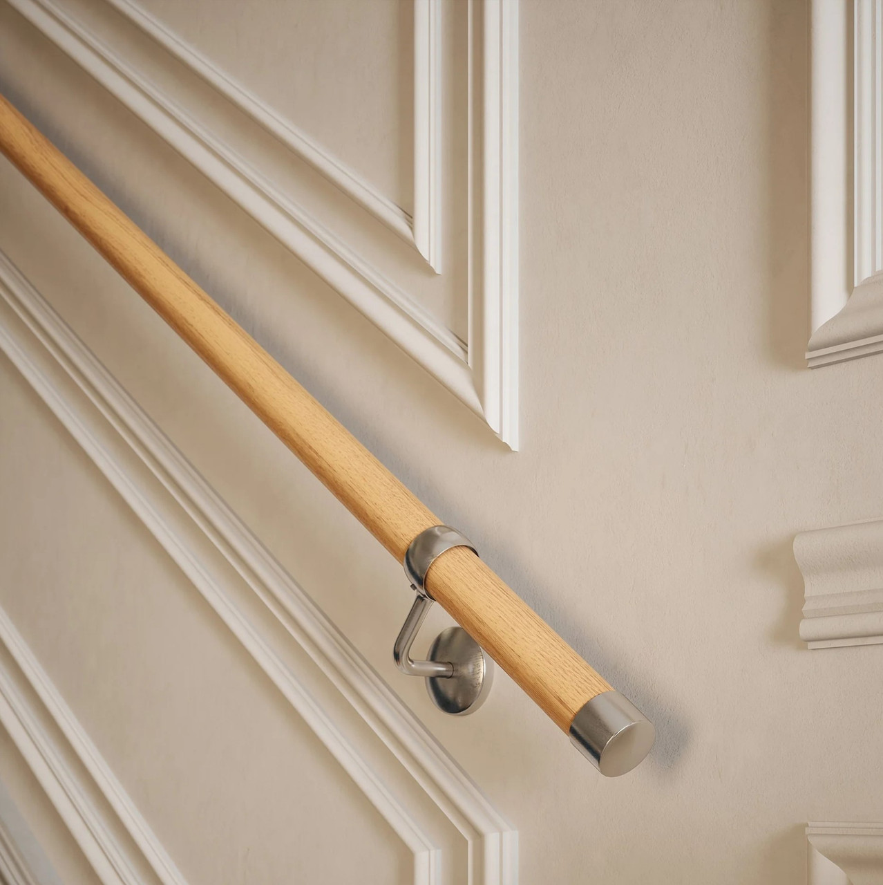 Stair Handrail Kit 1.2m | Red Oak Handrail with Stainless Steel Brackets