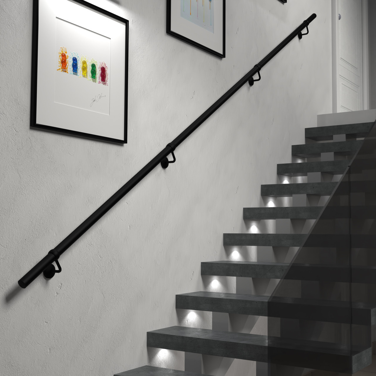 Matt Black Stair Handrail Kit - 3.6m X 40mm - Stiley Living