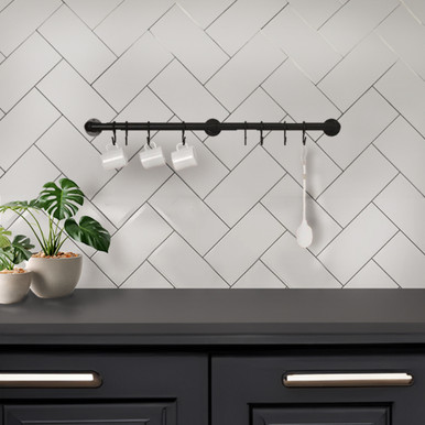 Utensil Rail | Matt Black | Kitchen Rail | 600mm | Stiley Living