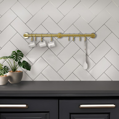 Utensil Rail | Brass | Kitchen Rail | 600mm