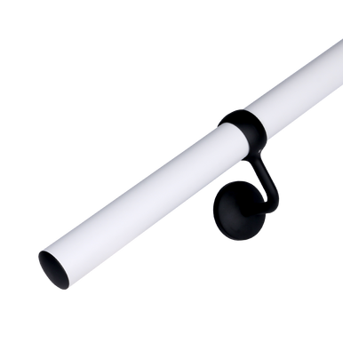 White Handrail Kit 2.4m Long with White & Matt Black Handrail Brackets