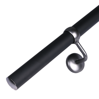 Matt Black Stair Handrail Kit 2.4m X 40mm With Matt Gunmetal Handrail ...