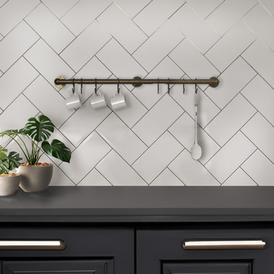 Utensil Rail | Antique Brass | Kitchen Rail | 600mm