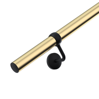 Stair Handrail Kit 2.4m | Brass with Matt Black Brackets