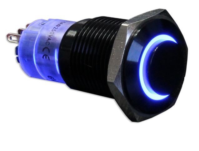 CH1LEBB12S 16 mm Anti Vandal Sealed Latching Push Button Switch, 12 ...