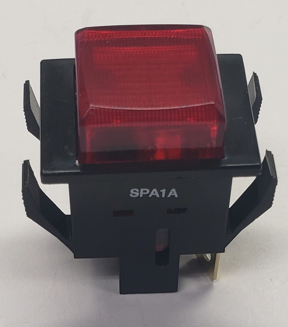 Push On Push Off Alternating Action Square Push Button, Red Patterned Cap