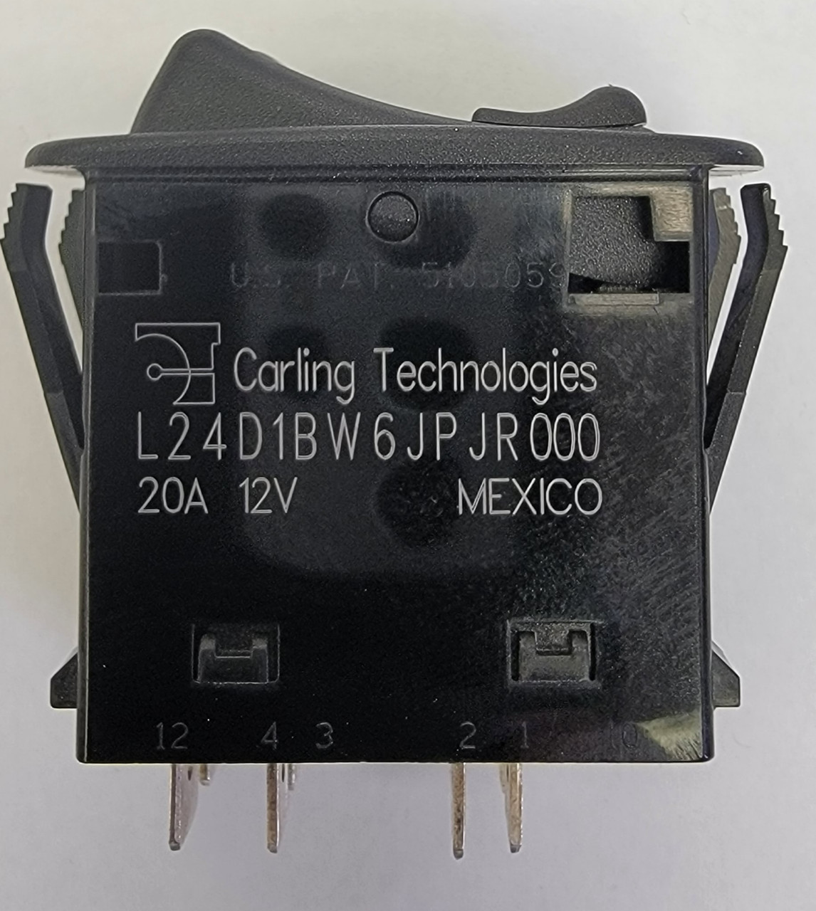 L24D1BW6J-PJR00-0 DPDT On-On Locking Rocker, Black Lock, Green Bar Lens